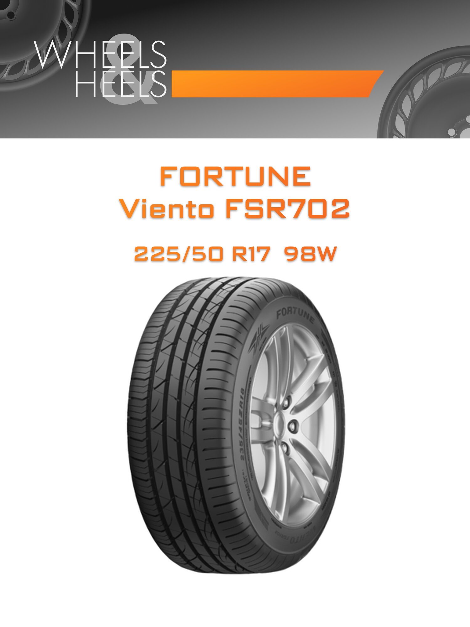 Шина автомобильная Fortune Viento FSR702 225/50 R17 98W XL SUMMER, летняя, универсальная
