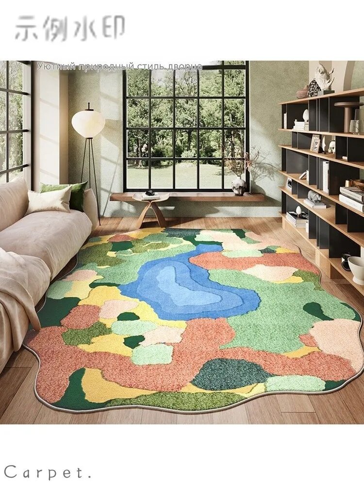 Ковер безворсовый 60x90 см, микрофибра, для гостиной, спальни, кухни, современный стиль