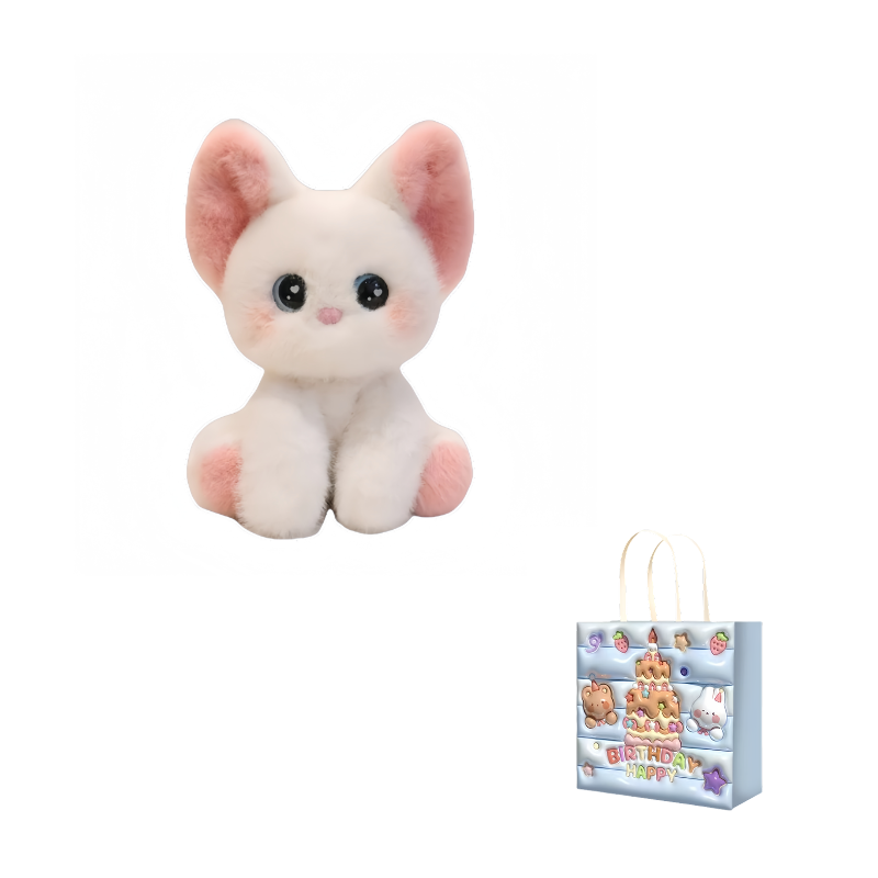 Милые игрушки-погремушки унисекс CHUNTUSHU 25см плюшевая игрушка, White Pink Kitten Desk Companion