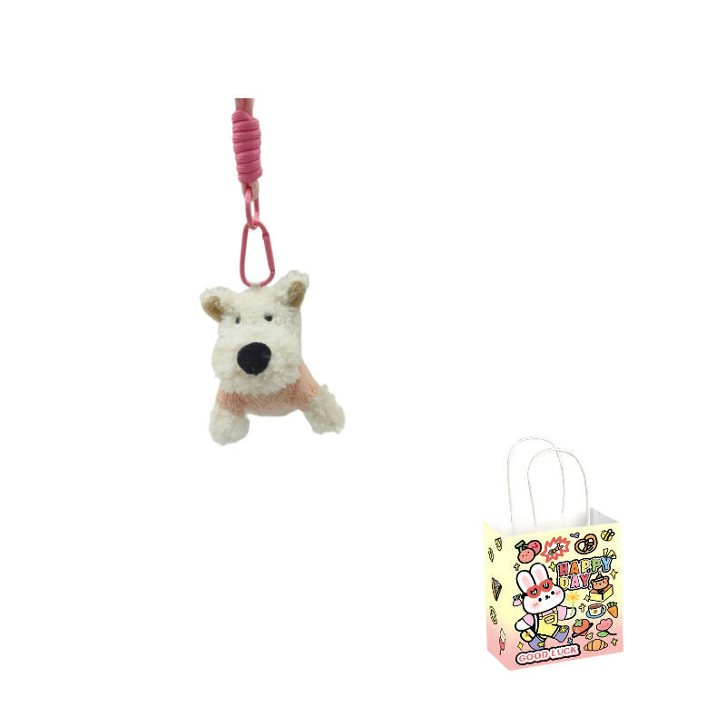 Плюшевая подвеска унисекс BANQIN West Highland White Terrier, Pink Puppy in Clothing