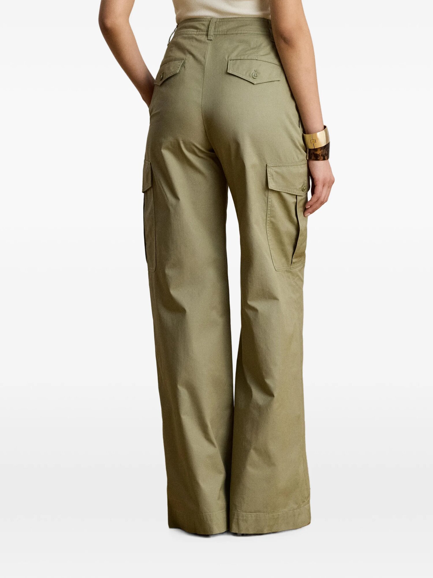 Брюки Lauren Ralph Lauren Pleated wide-leg cargo pants, размер 10, зеленый — фото 1