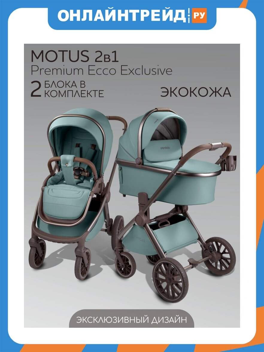 Коляска 2 в 1 Amarobaby Motus Premium Ecco Exclusive лагуна