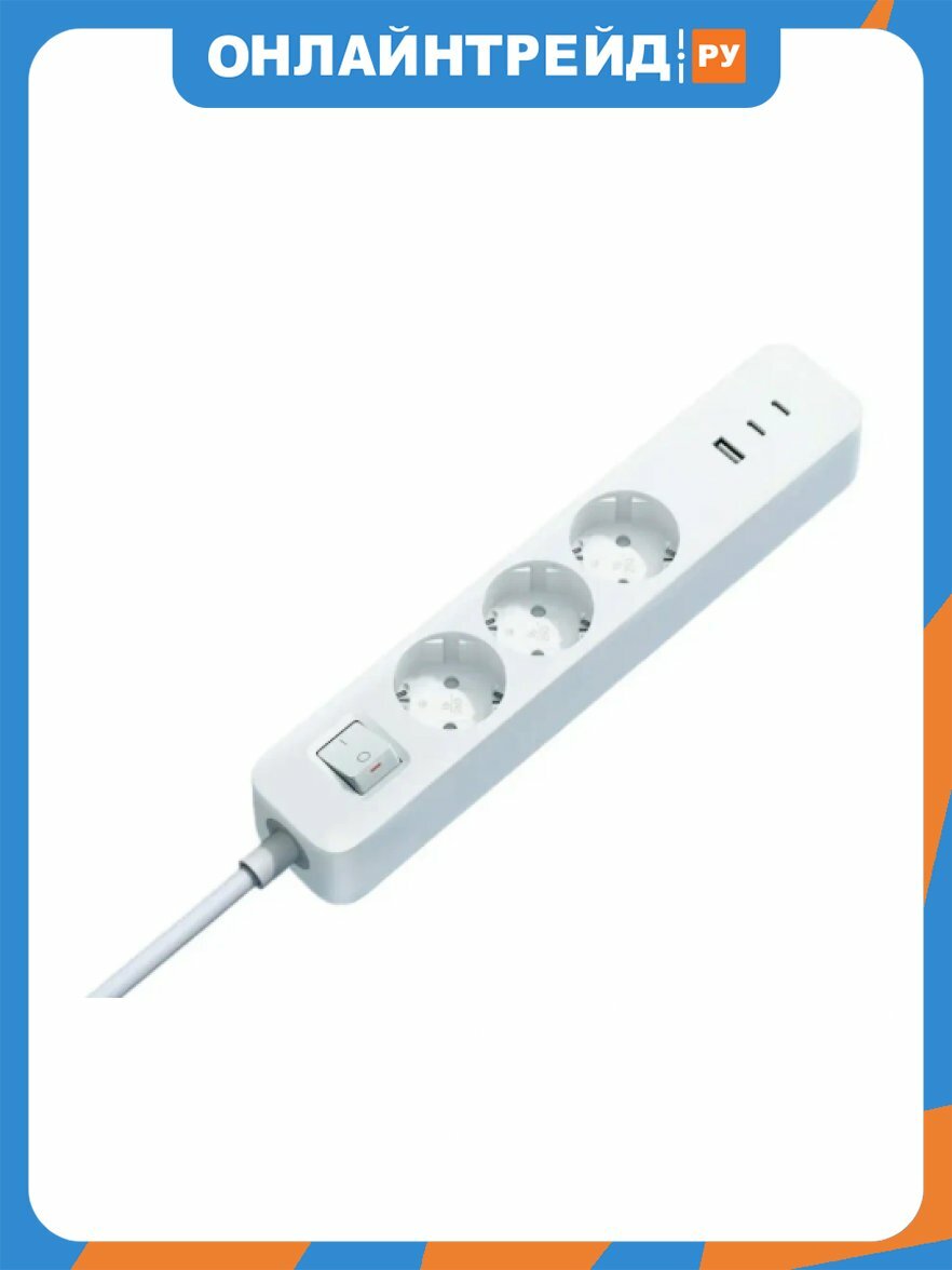 Сетевой фильтр Xiaomi 20W Power Strip (2C1A) EU (BHR07UKEU), 1,4м, белый