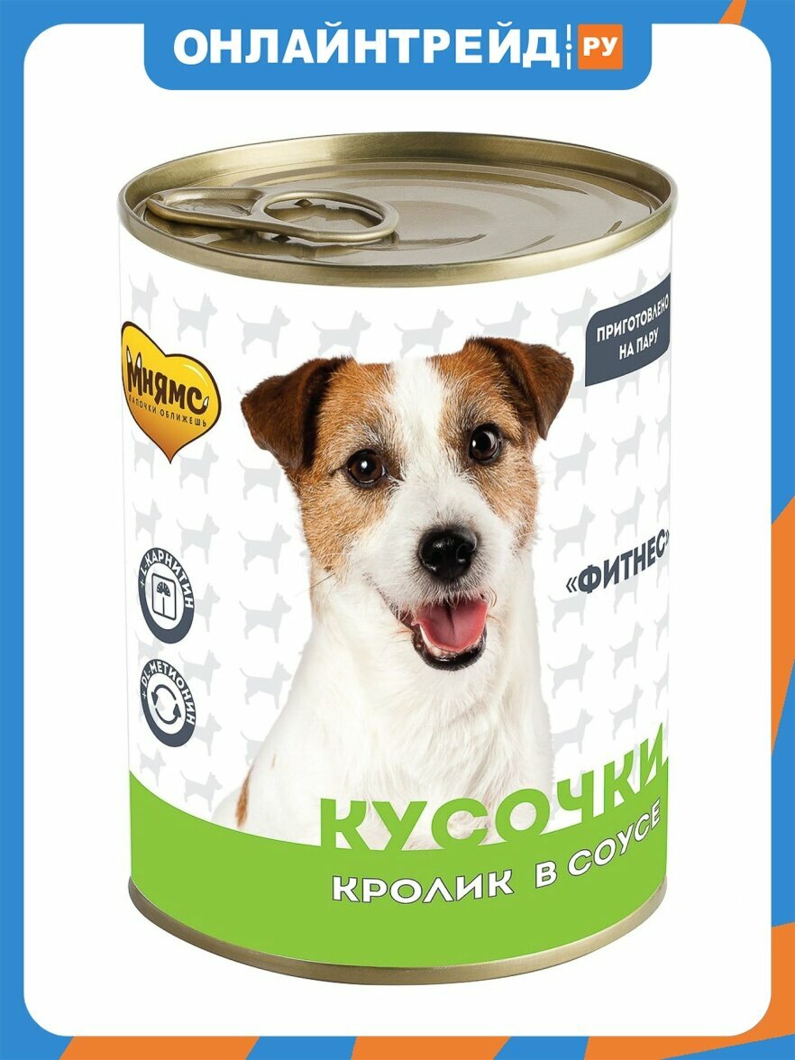 Корм влажный Мнямс для собак Кусочки в соусе с кроликом «фитнес» 400 г