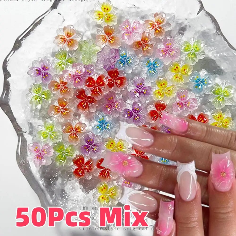 3D-украшения для ногтей HotPress, 50 шт, цветочный дизайн 2