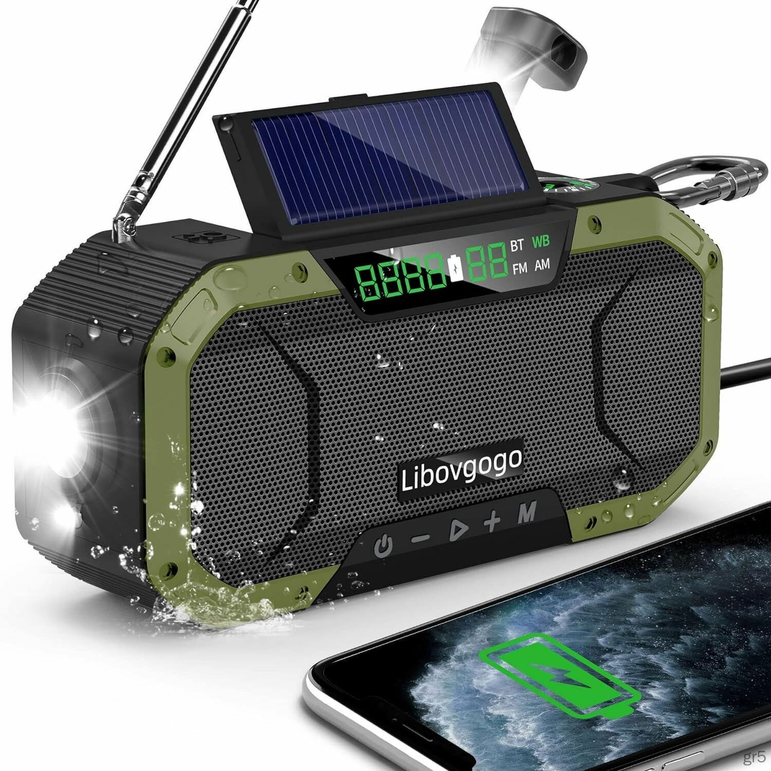 Многофункциональное аварийное ручное солнечное радио, три режима, Bluetooth 5.0, 5000 мАч, водонепроницаемый IPX6, набор инструментов для предотвращения стихийных бедствий