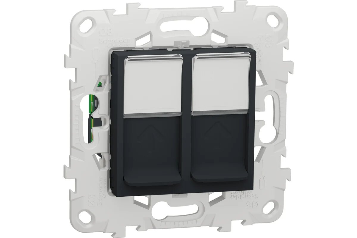 System Electric Unica New Антрацит Розетка компьютерная, RJ45, двойная, кат. 5е UTP NU542054