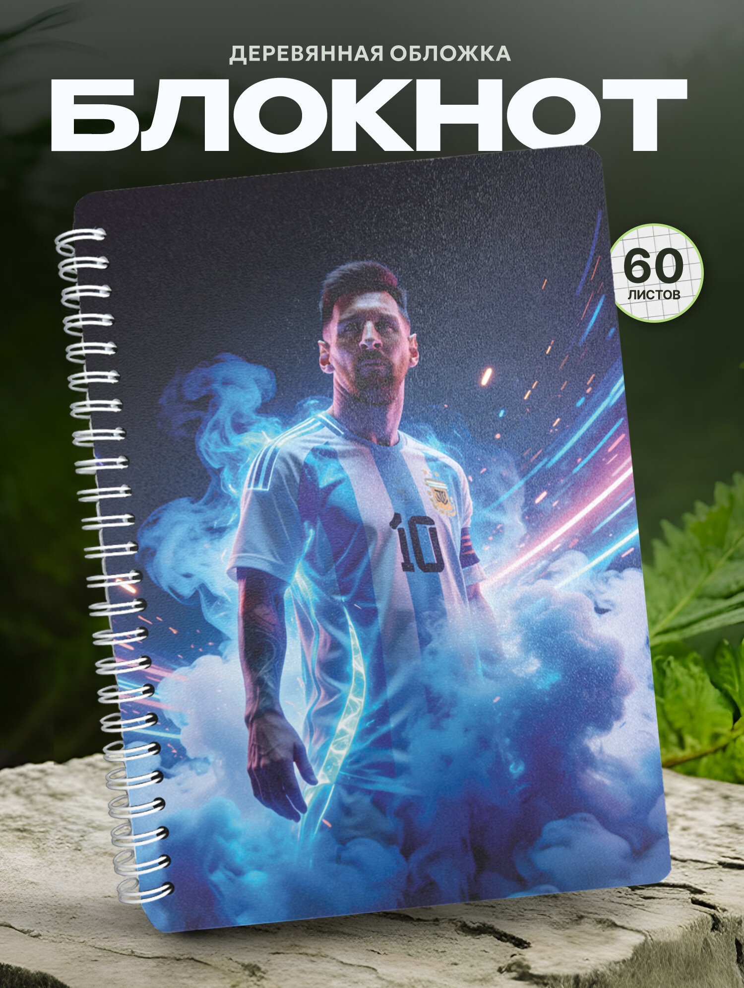Блокнот Wood-book "Лионель Месси", A5, твердая обложка, лхдф
