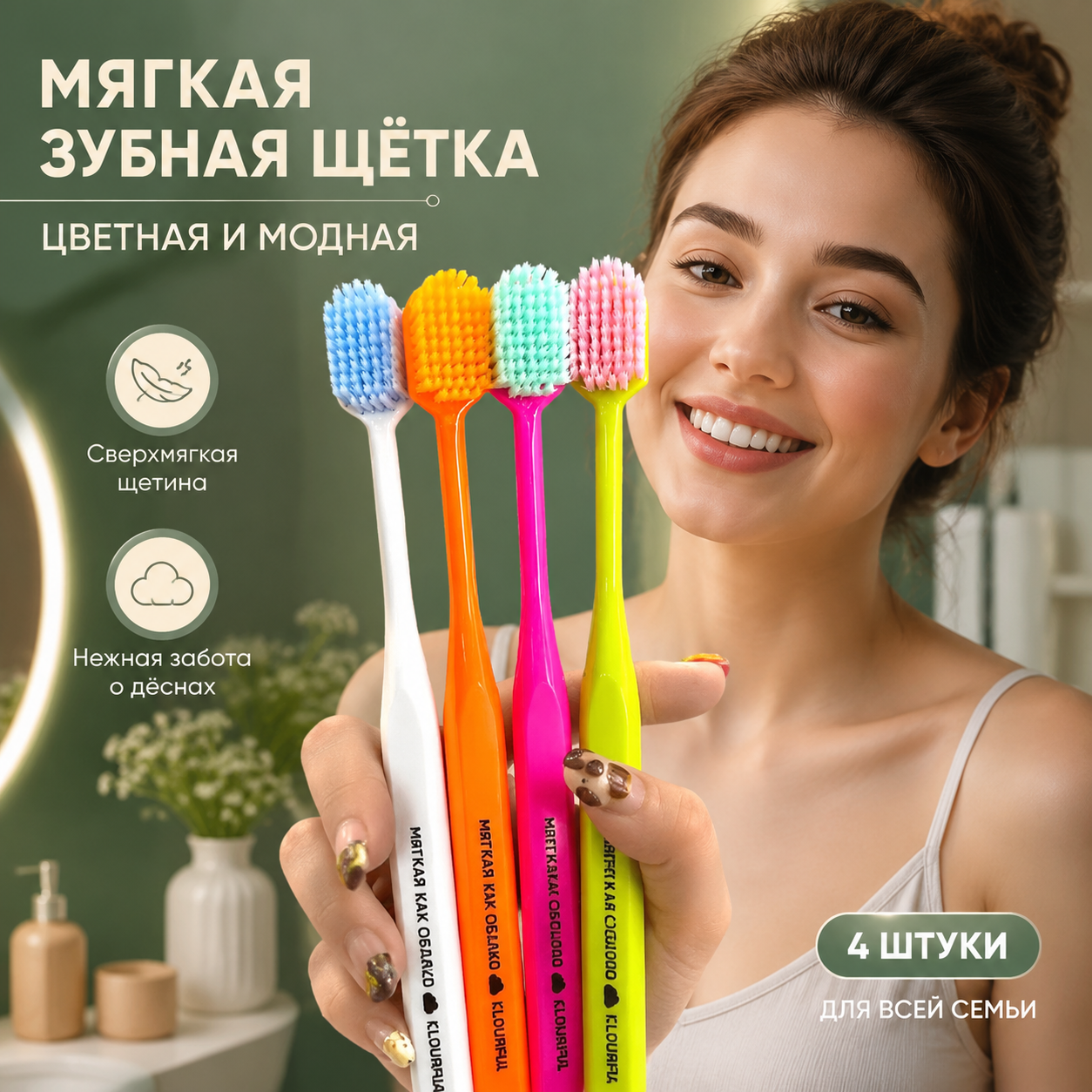 Зубная щетка мягкая для чувствительных десен pesitro 3980 на