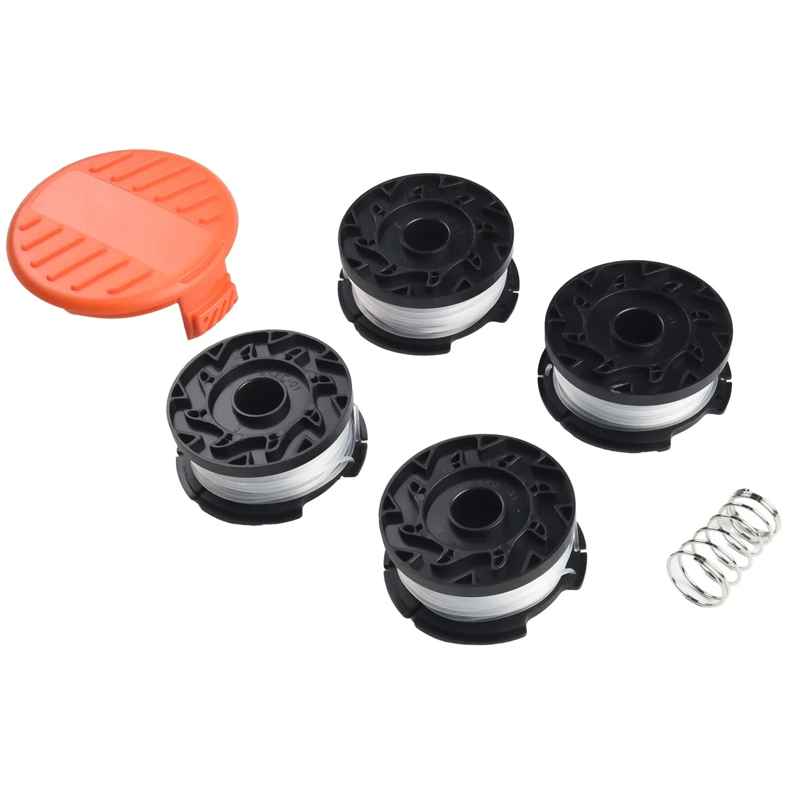 Комплект из 4 шпулок для триммера с леской и пружиной, сменные, для Black Decker GH400 GH500 GH600 GH610 GH900 GH912, запчаст.