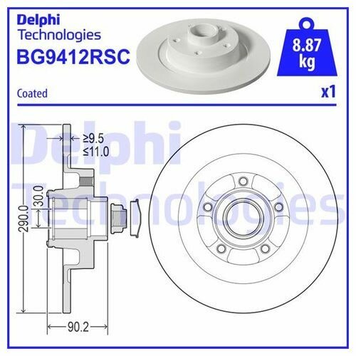 Диск тормозной Delphi BG9412RSC для Renault Espace V