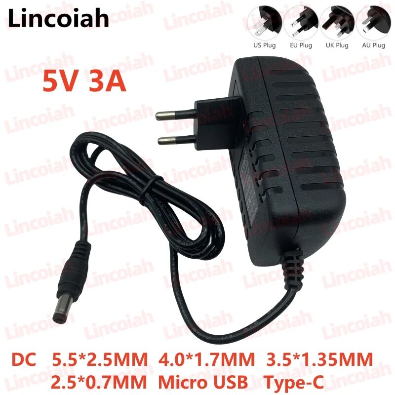 Адаптер питания Micro USB 5В 3А, ЕС, DC PLUG Micro Usb