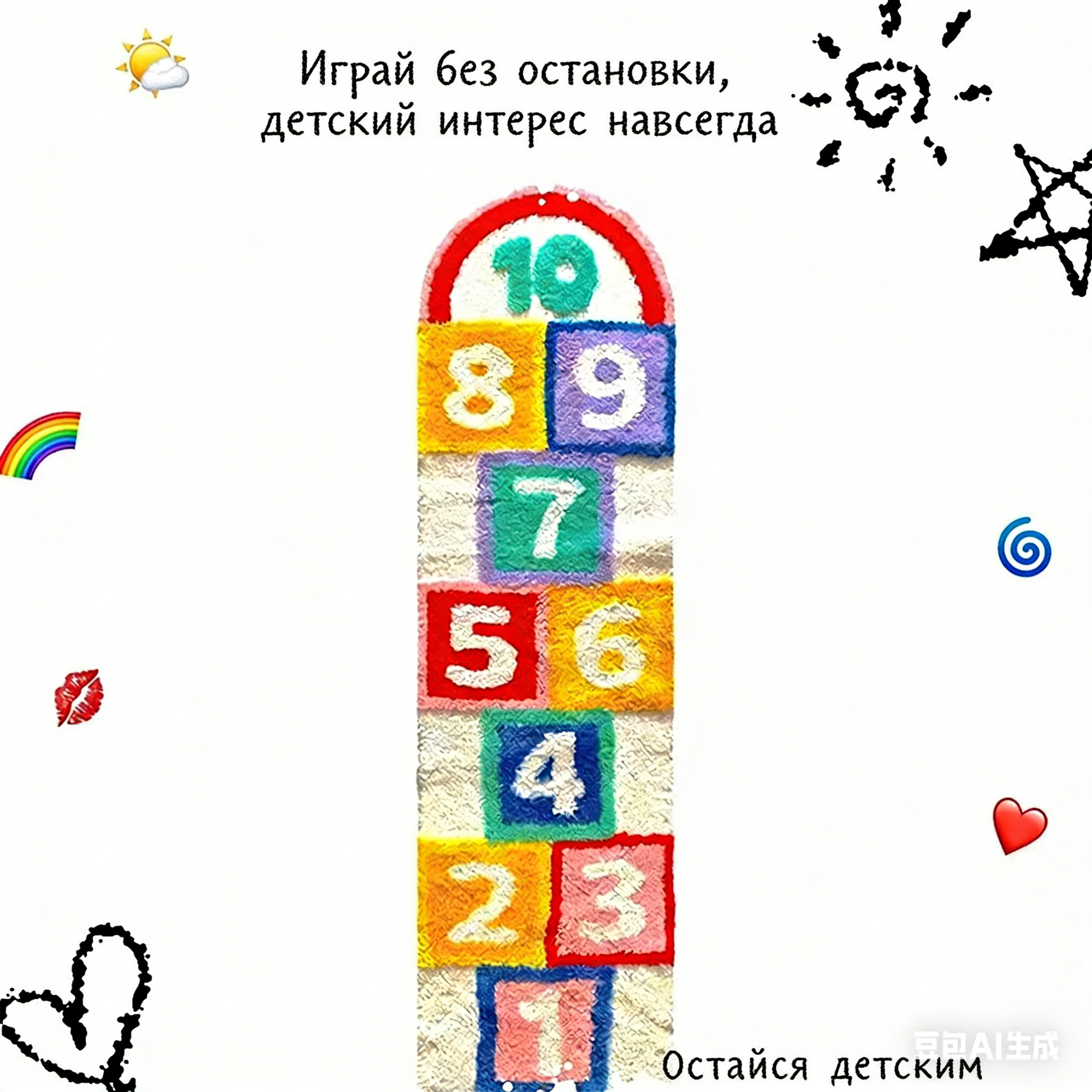 Детский коврик для игры в классики, мягкий, яркий, для детской комнаты и развития моторики
