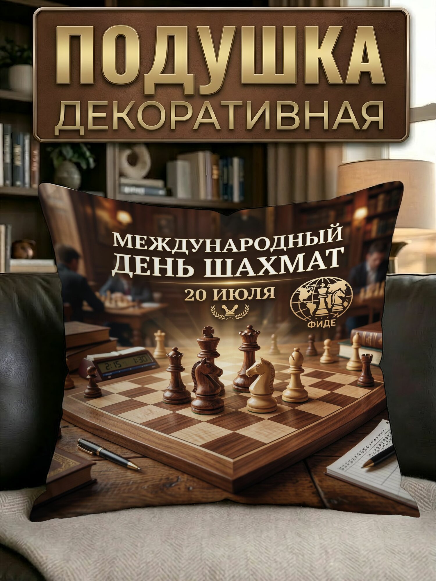 Подушка декоративная Международный день шахмат