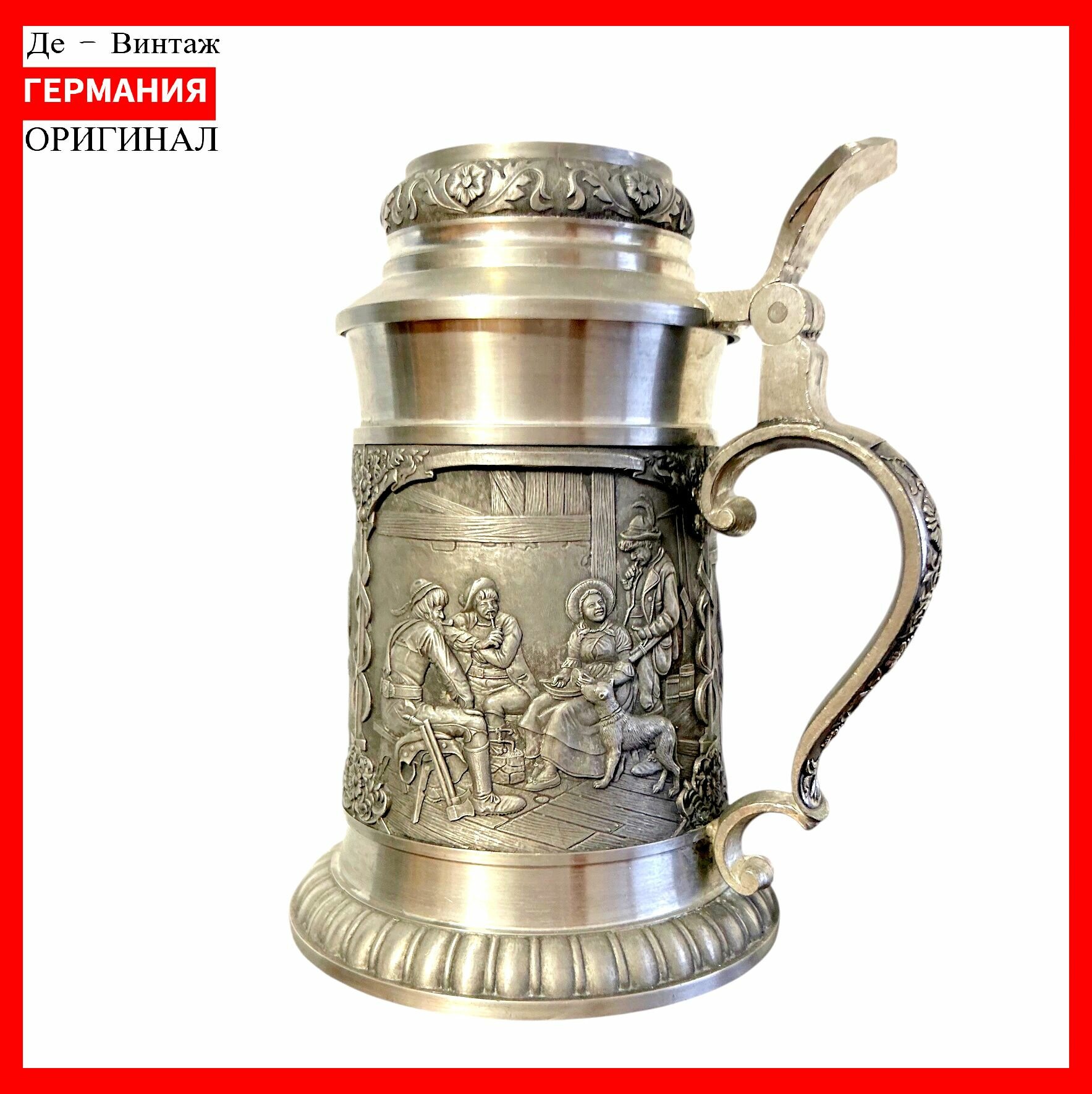 Кружка пивная, оловянная Таверна, винтаж. Германия