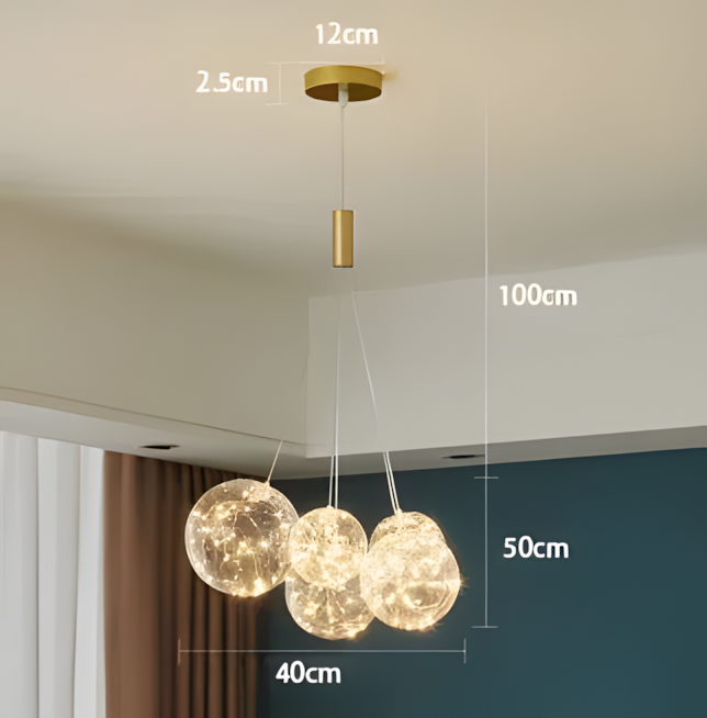 LED люстра Artpad, 220v, Gold lamp body, 3 color temperature, 5 balls