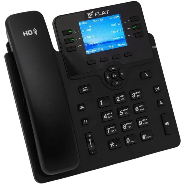 Flat-Phone-B6P/RU флат-про - Российское VOIP оборудование. IP-телефон Flat-Phone B6: 6 SIP-аккаунтов, 2 порта 10/100/1