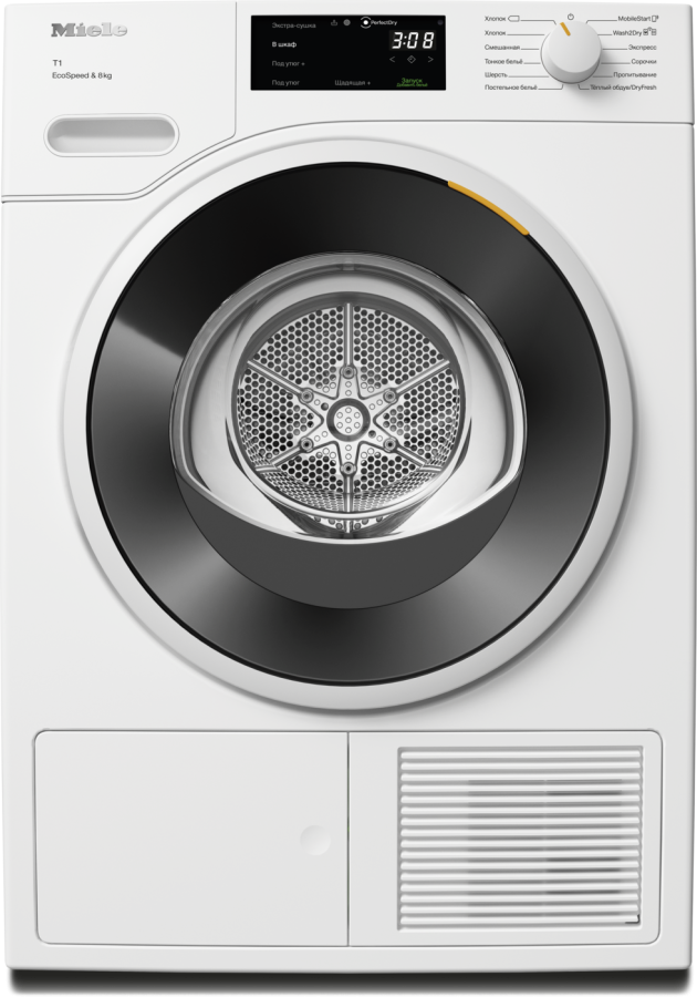 Сушильная машина Miele TWC640WP EcoSpeed&8kg Lotus White, белый лотос пр. Чехия, Русский интерфейс