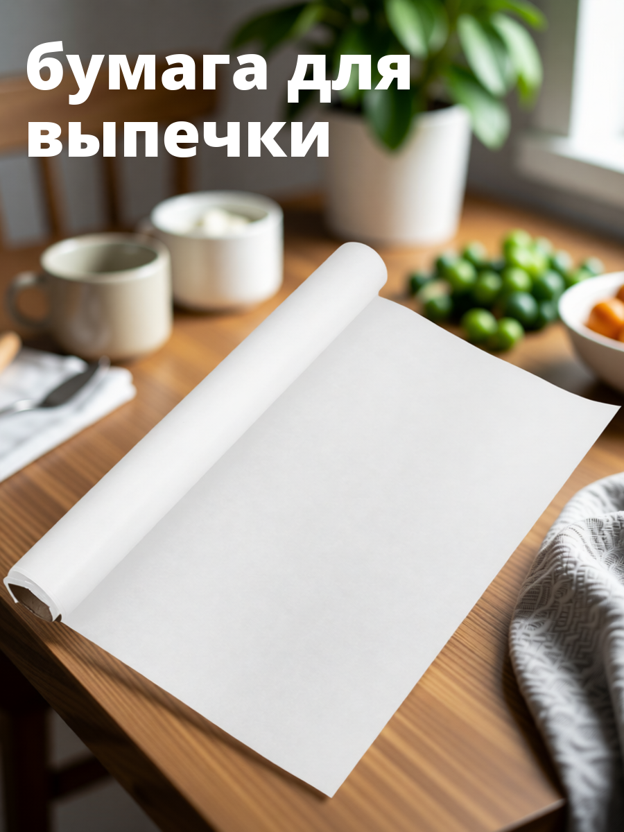 Бумага Для Выпекания На 1 Рулон Бискуитная Бумага Из Пергамента Для Декоративного Использования 1000.00X30.00X0.02Cm
