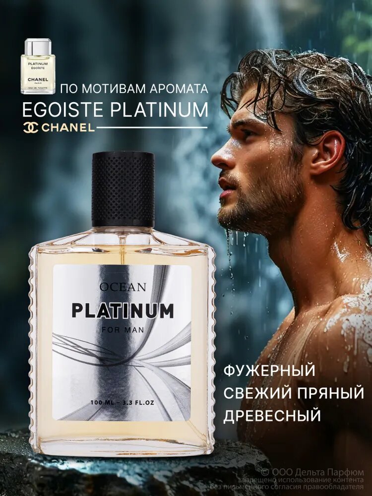 Туалетная вода мужская 100 мл. Ocean Platinum свежий пряный, древесный