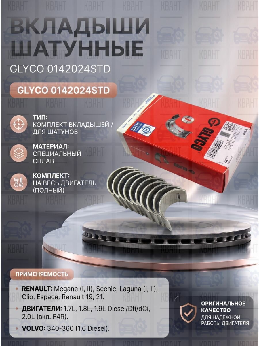 Вкладыши шатунные Glyco 0142024STD