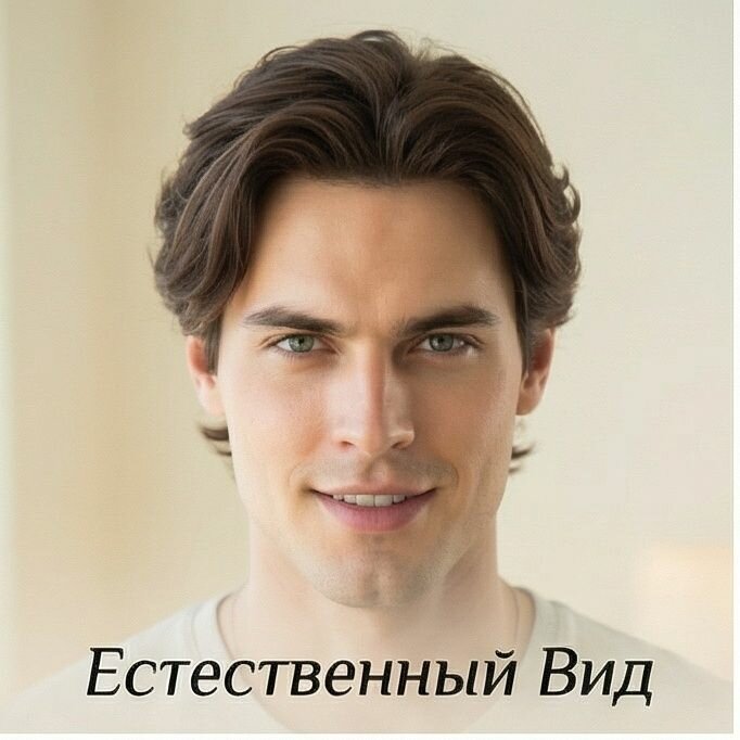 Парик мужской каштановый, короткие волнистые волосы с гривой дерзкий стиль для настоящих мужчин!