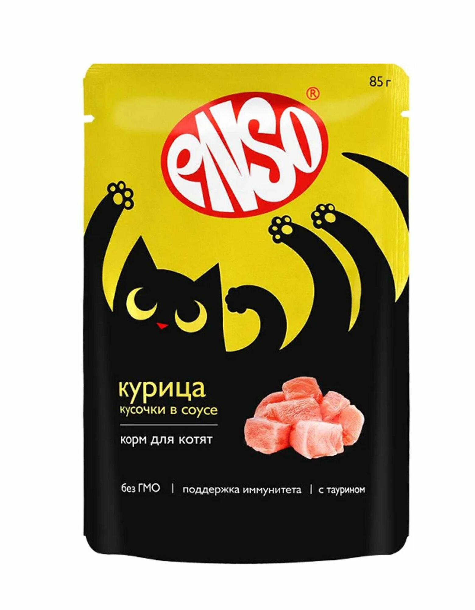 Enso Корм влажный для котят Кусочки в соусе с курицей, пауч, 85 гр
