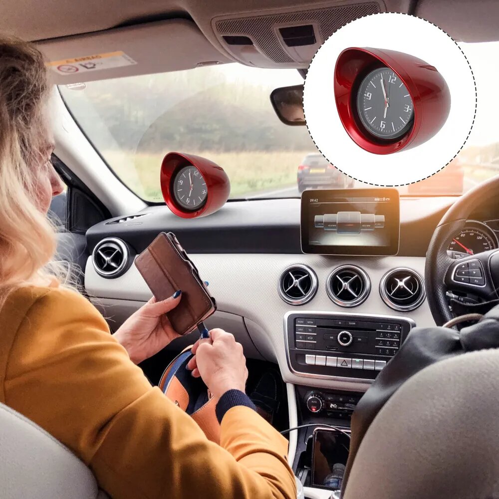 Автомобильные настольные часы красного цвета из стали и стекла для декора салона
