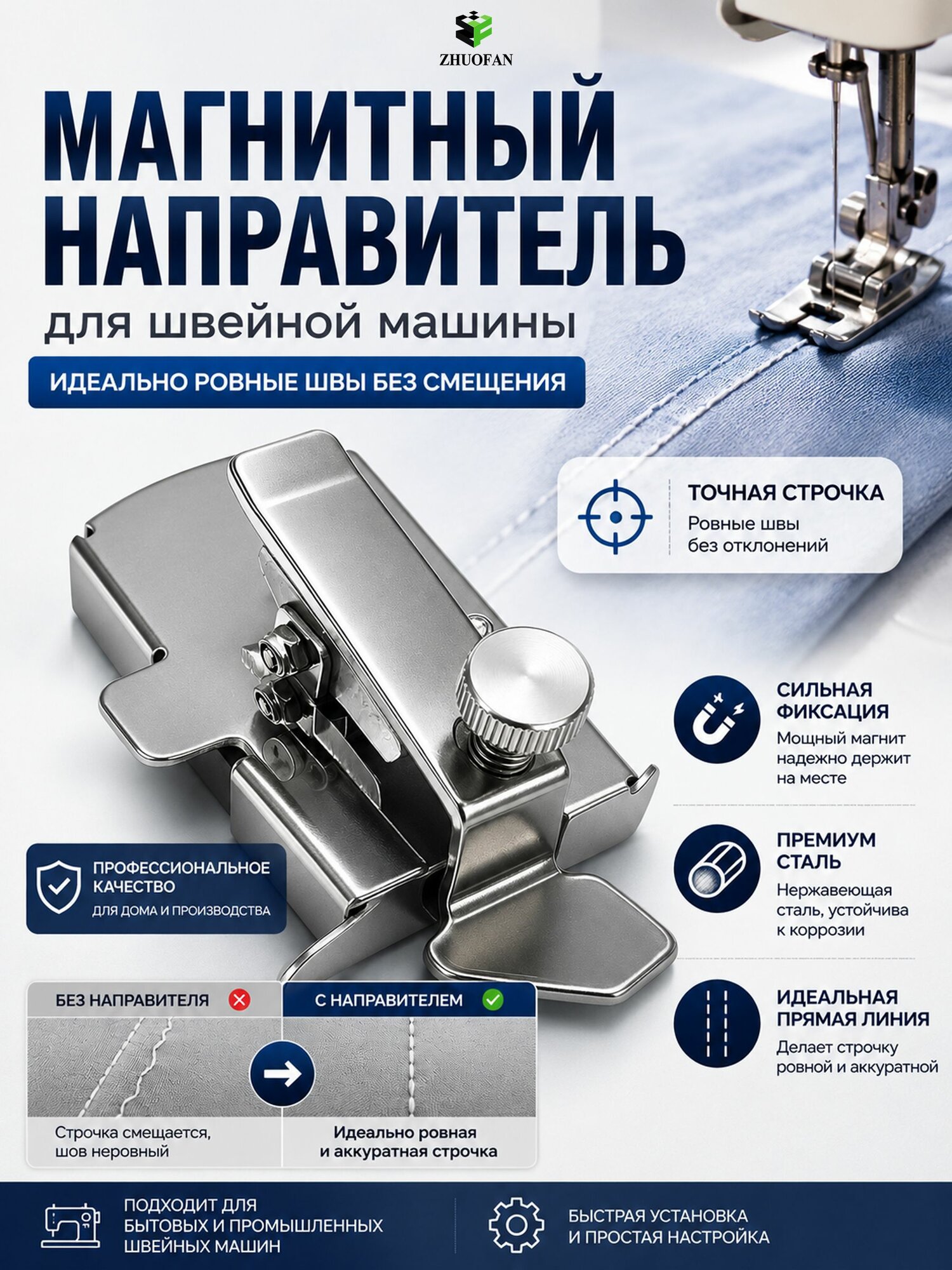 Магнит для швейной машинки, магнитная направляющая для швейной машины