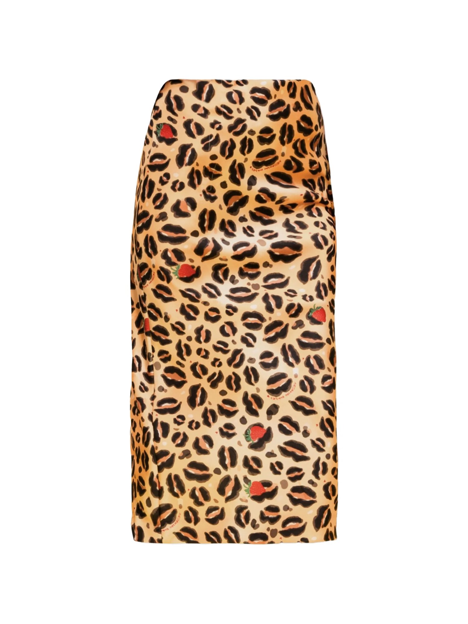 Юбка Leopard-print strawberry-motif midi skirt