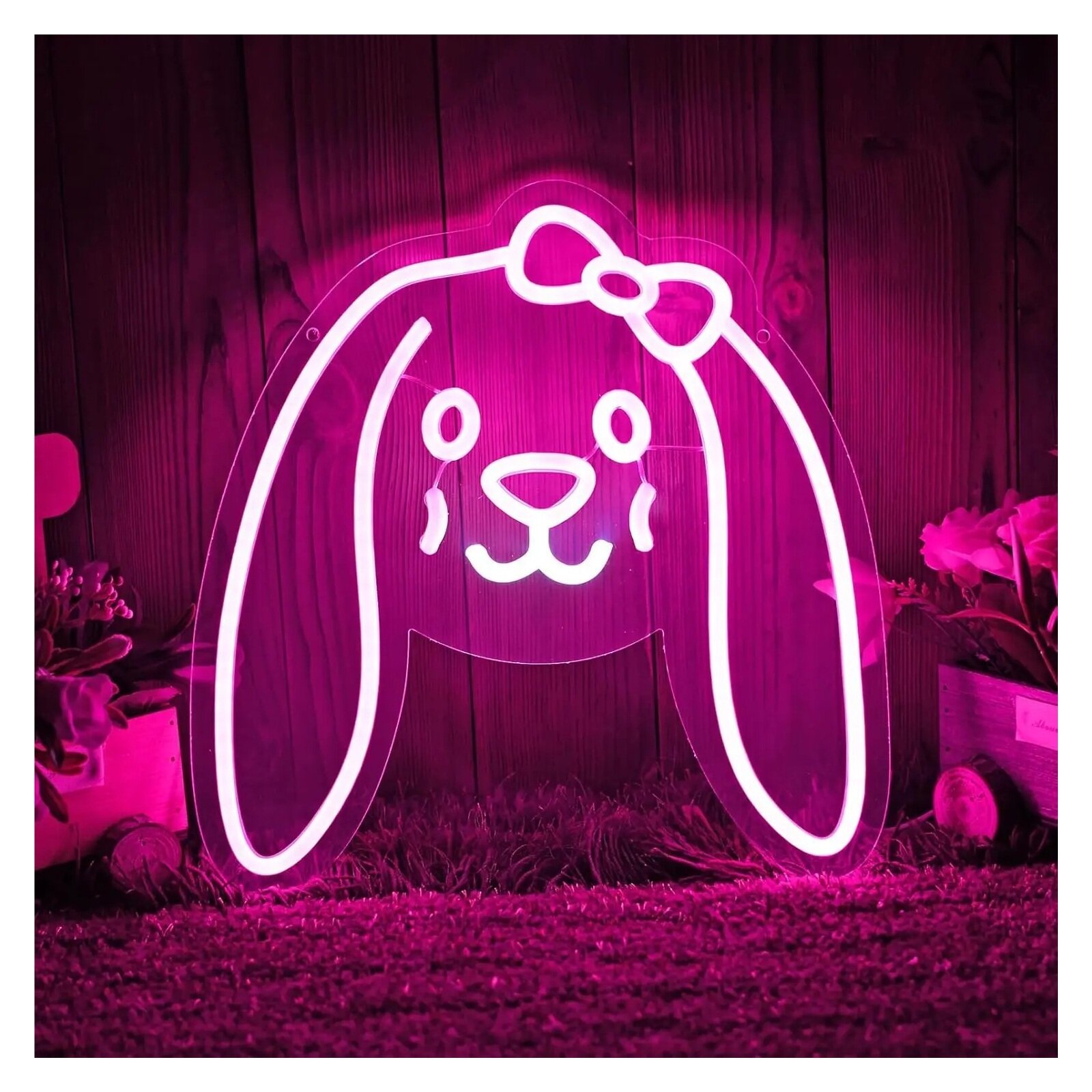 Неоновая вывеска Зайчик USB LED-подсветка для кафе, клуба или бара 32x33cm