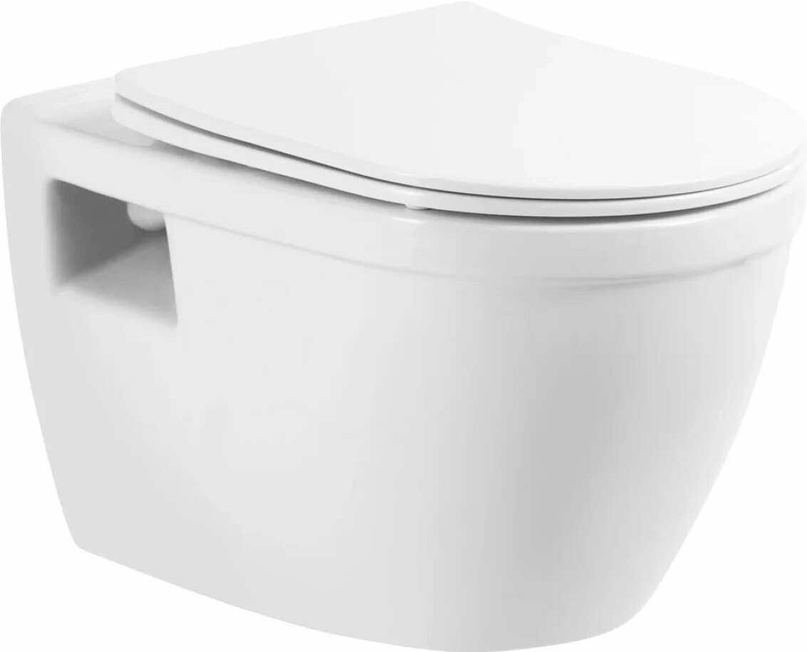 Унитаз подвесной BelBagno Loto BB070CHR/SC безободковый, фаянс, белый, горизонтальное (в стену), каскадный слив