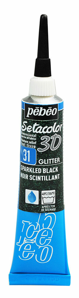 Контур по ткани Pebeo с микро-глиттером, Setacolor 3D, 20 мл, черный