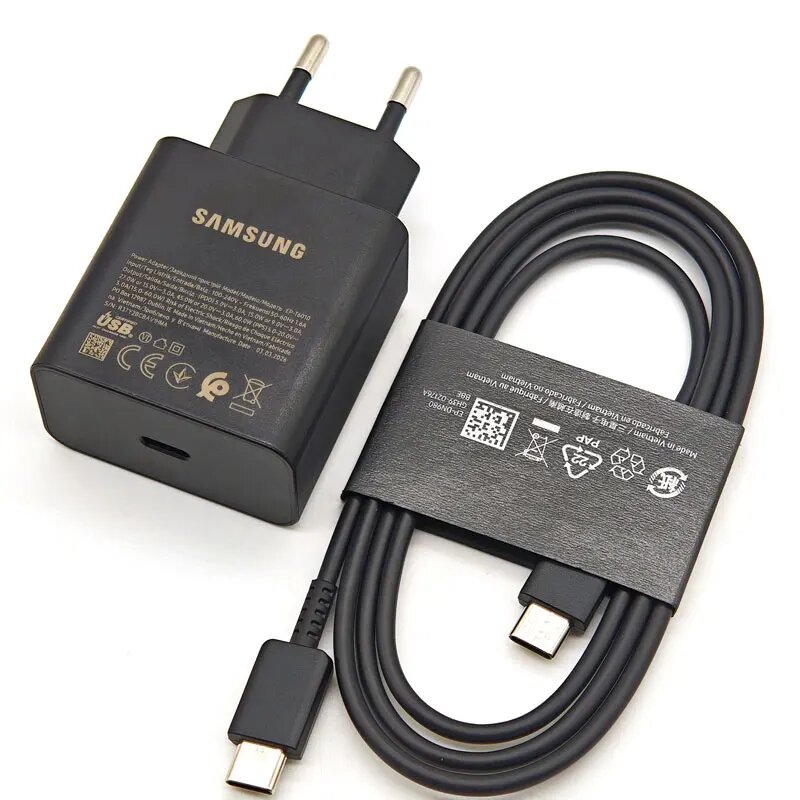 Зарядное устройство Samsung S26 Ultra 60W PD, адаптер для сверхбыстрой Черный, Black-EU With Cable