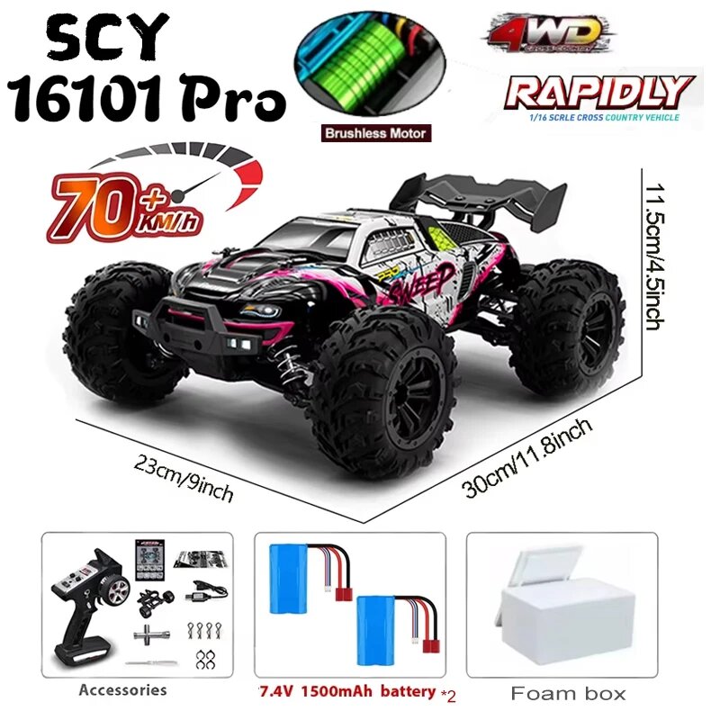 WLtoys внедорожник радиоуправляемый металлический 1/16 2.4ГГц 70/50 км/ч 16101pro-Pink-2B