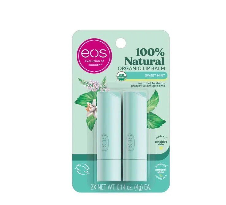 EOS Бальзам для губ Sweet Mint, Сладкая мята 2 шт. по 4 г