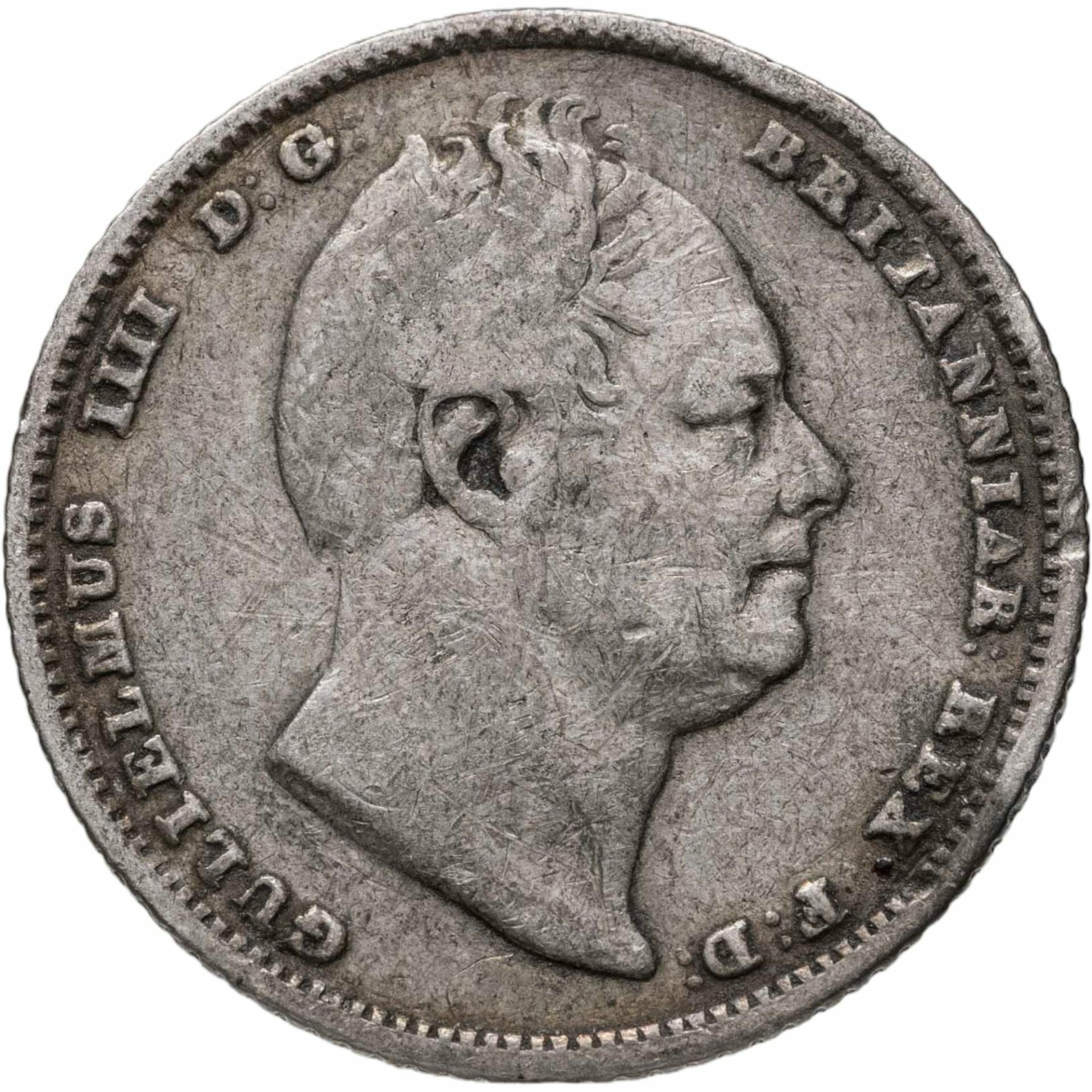Великобритания 6 пенсов pence 1834, Серебро 925, в сохранности VF