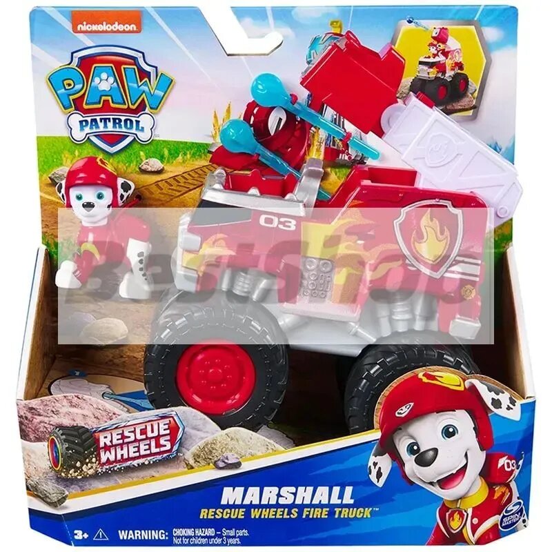 Spin Master Nickelodeon Paw Patrol Rescue Wheels Truck / Детский игрушечный автомобиль-сюрприз для спасения детей, состоящий из 1 транспортного средства, 1 фигурки маленькой собачки, 2 снарядов