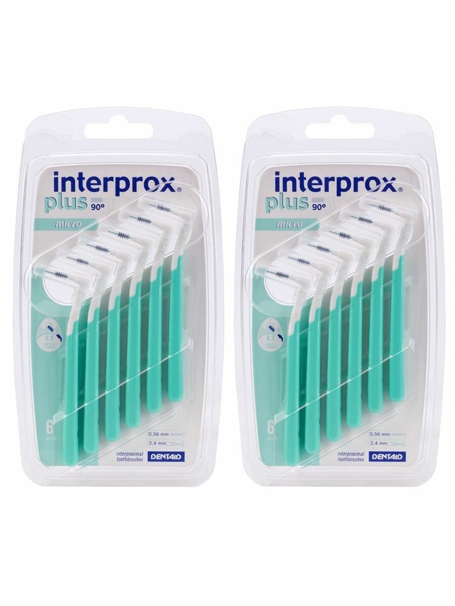 Комплект ершиков для брекетов Interprox Plus Micro, 6 шт (1,1 мм), 2 упаковки