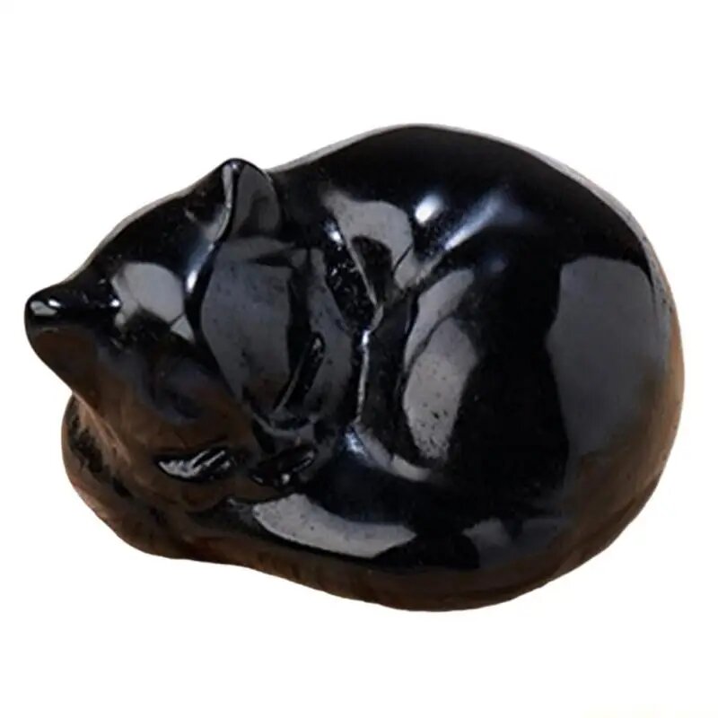 Фигурка спящая кошка из кристалла QX2E a for obsidian