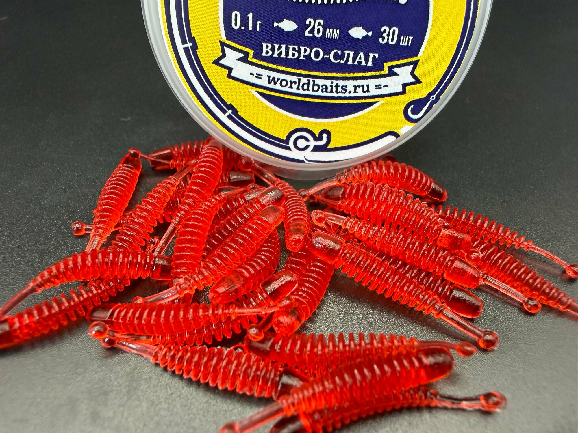 Виброслаг МИР приманокн GenJig Vibroslug 1” (26 мм) 30 шт. цвет красный