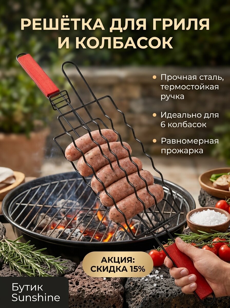 Решетка-гриль Нержавеющая сталь, длина 28 см, ширина 10