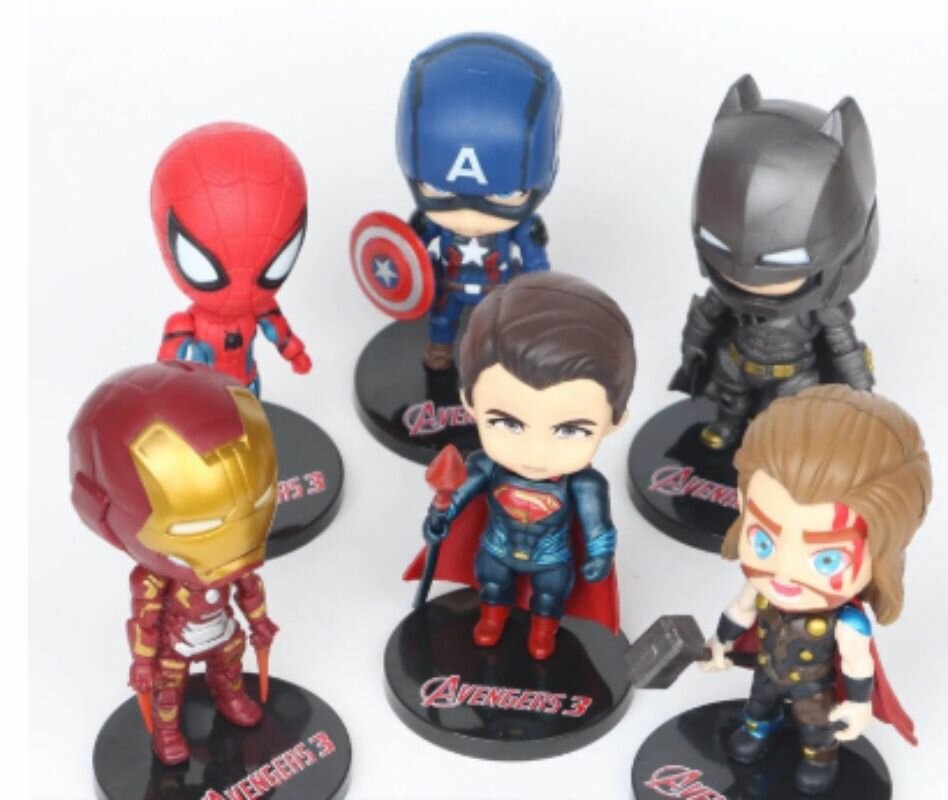 Фигурки супергероев DC Marvel 6 шт 10 см Лига Справедливости Мстители, модели-игрушки