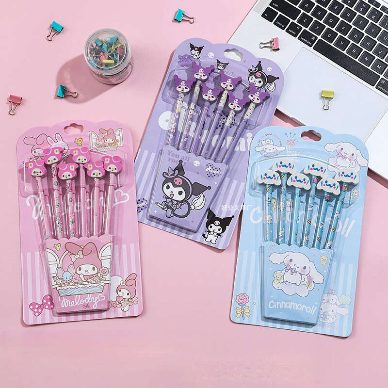 Мультяшный набор карандашей Sanrio для учащихся начальной школы с резиновой головкой-3 комплекта