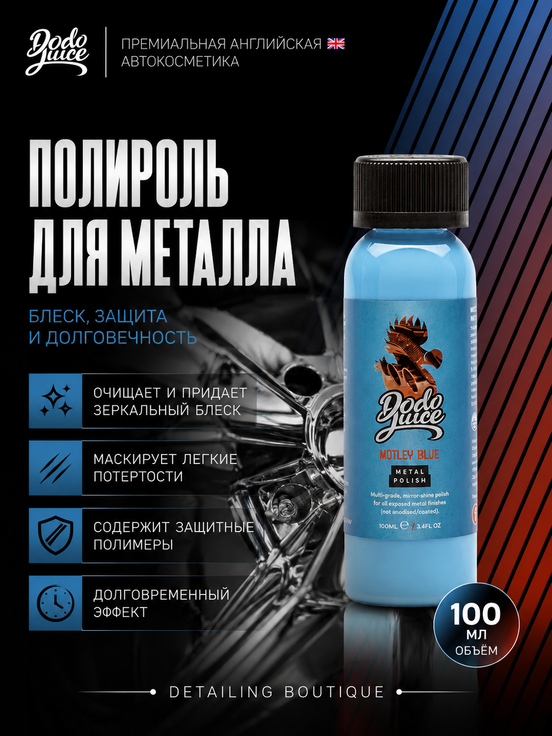 Полироль для металла Dodo Juice Motley Blue 100мл/ для маскировки потертостей