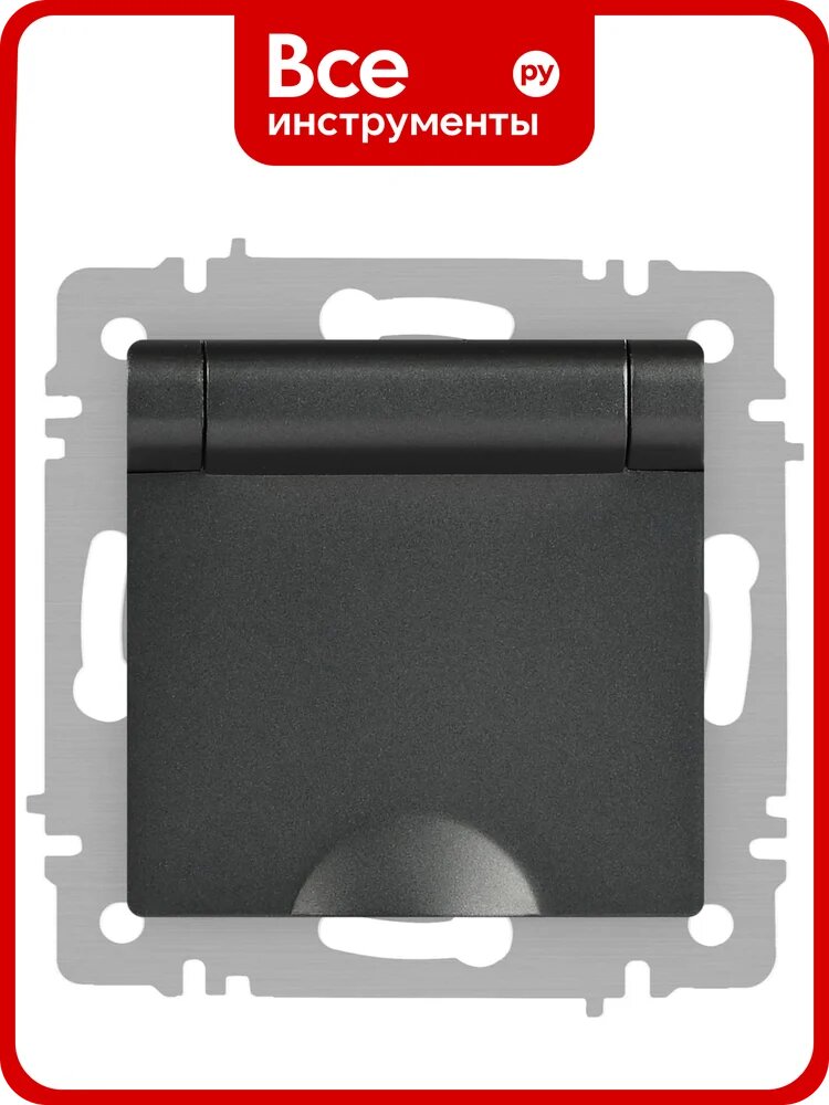 Розетка Intro Accent 620307 2PE Schuko с крышкой, 16А250В, IP20, скрытой установки, AL/CU, графит Б0063441