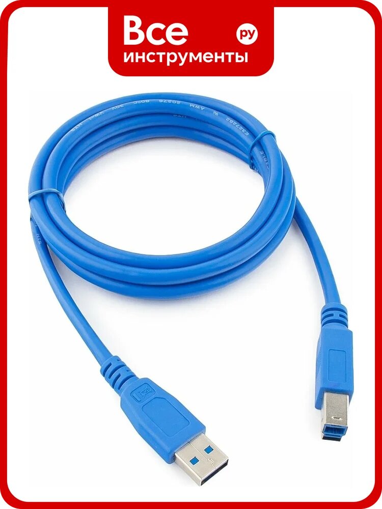 Кабель Cablexpert USB 3.0 Pro, AM/BM, 1.8м, экран, синий, CCP-USB3-AMBM-6