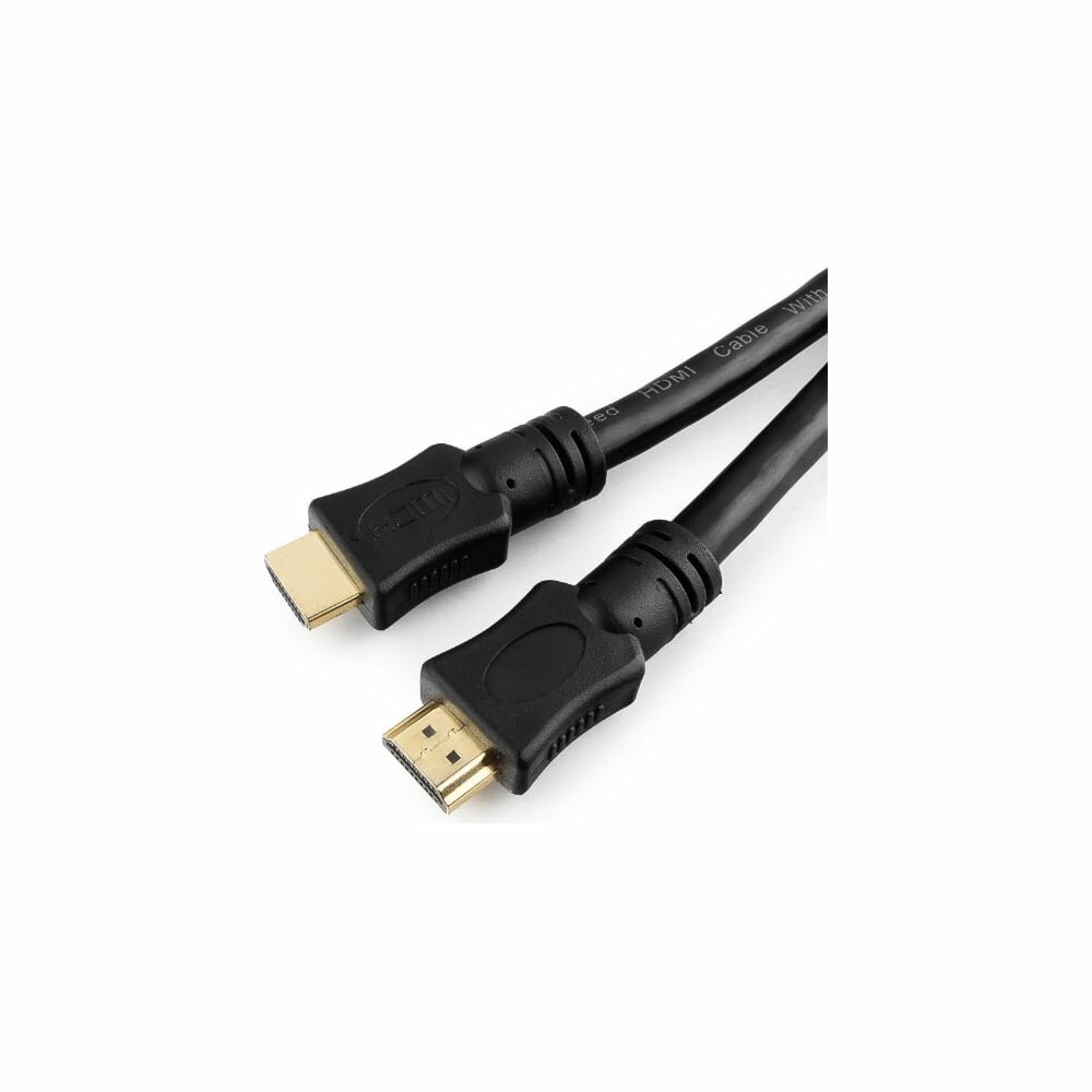 Кабель Cablexpert HDMI 19M/19M, v2.0, медь, позол. контакты, экран, 15м, черный, пакет, CC-HDMI4-15M — фото 1