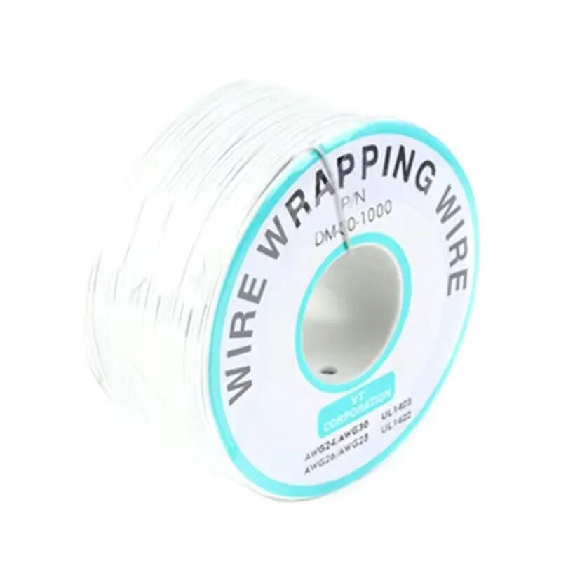 5 метров UL1423 одножильный посеребренный медный провод 26 AWG, Белый, White, 10m
