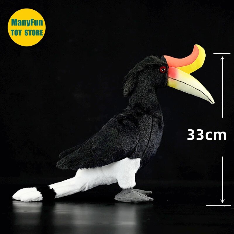 Плюшевая игрушка рогонос Buceros Bicornis, 33 см, черный